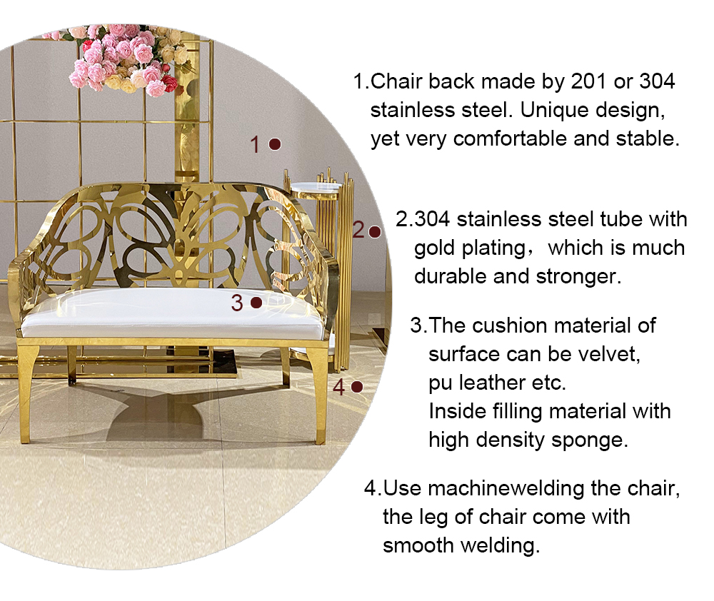 Wedding sofa set Bride and groom stainless steel