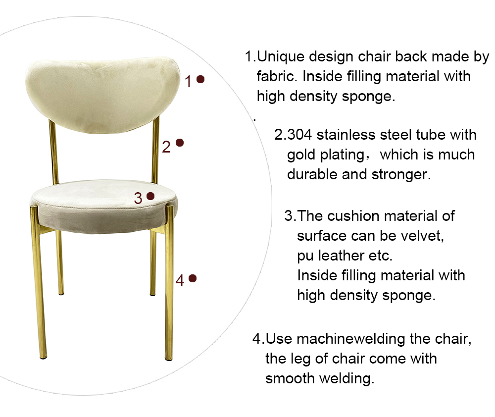 Gold Metal Leg Dining Chair Modern Restaurant Used