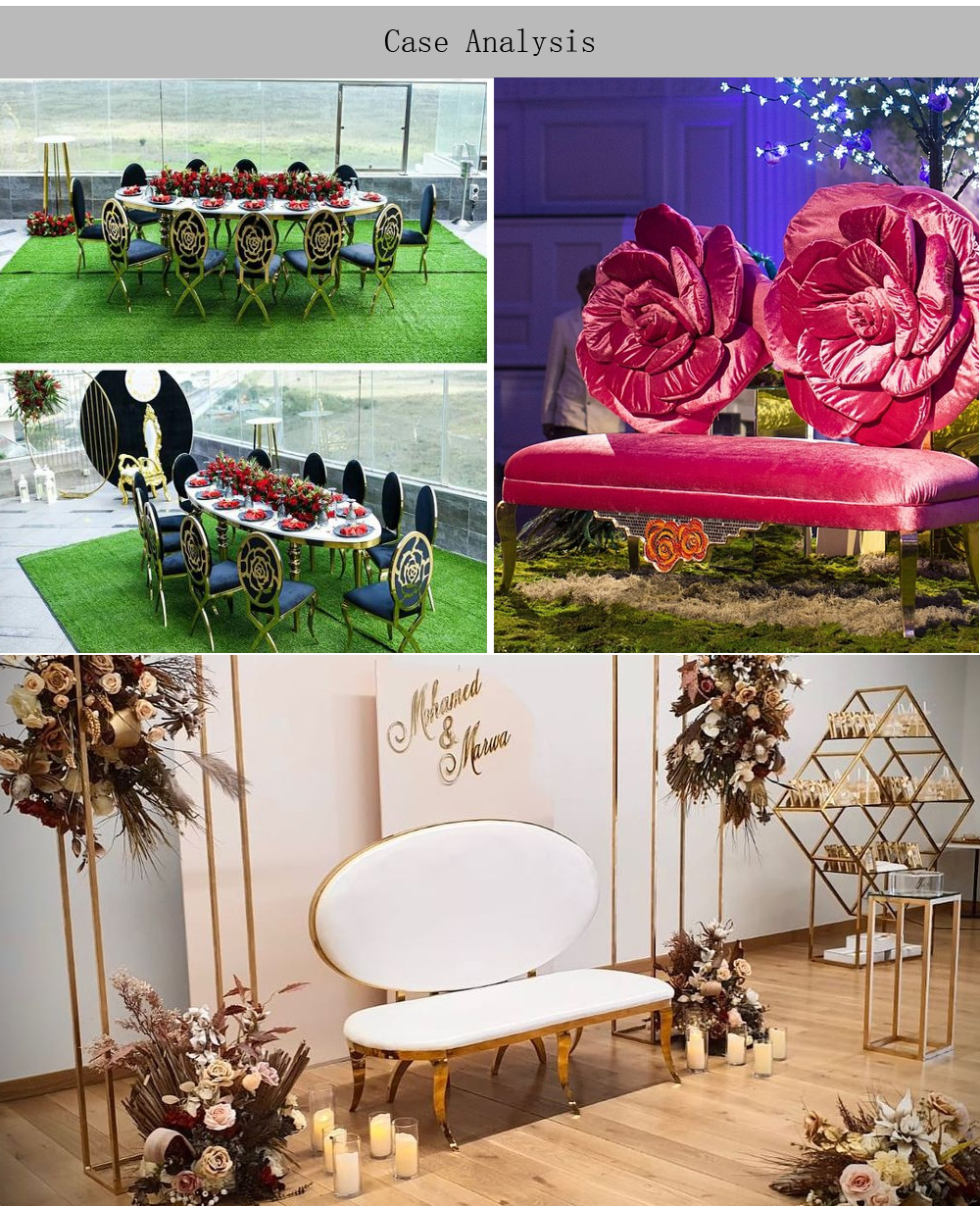Sofa gold stainless steel wedding sofa set -Wedding Furniture