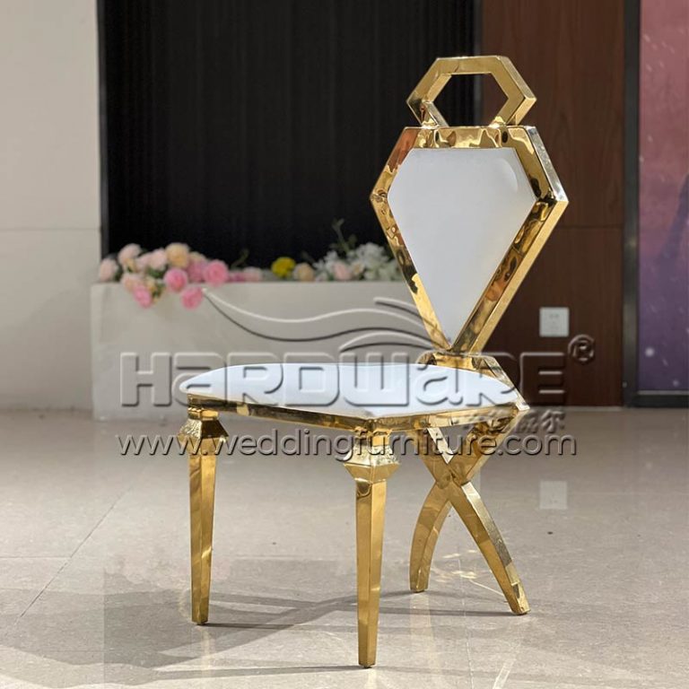 Luxury Diamond Shape Gold Stainless Steel Wedding Chair
