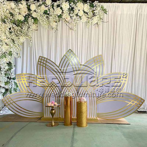 Wedding Lotus Shape Backdrop Gold Acrylic with PVC