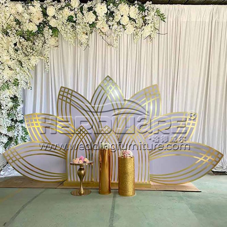 Wedding Lotus Shape Backdrop Gold Acrylic with PVC