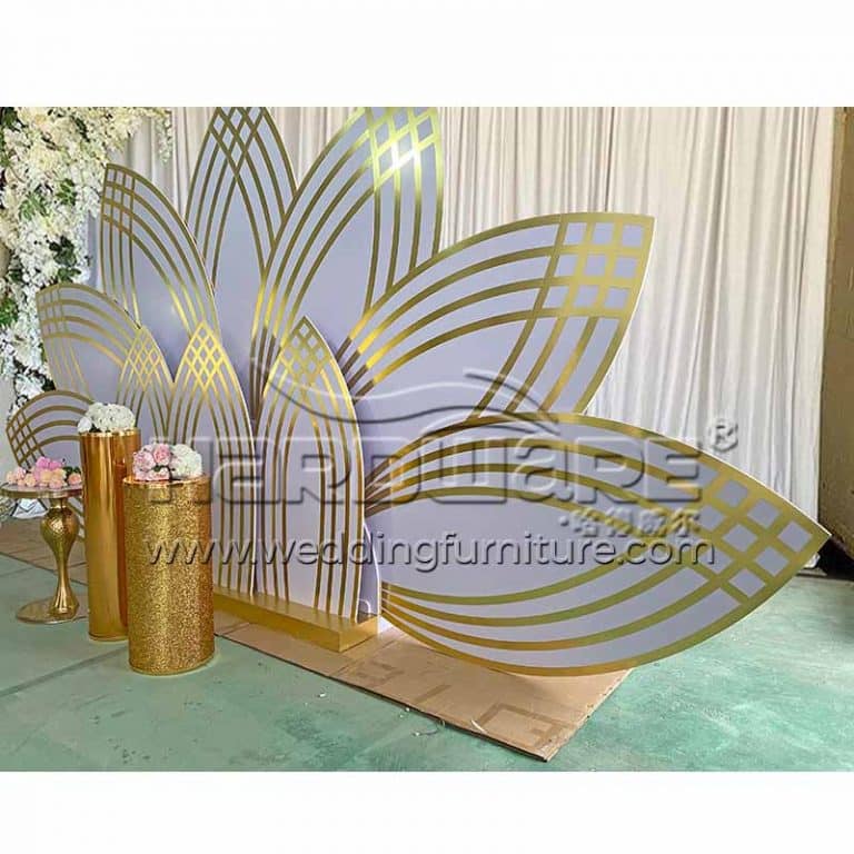 Wedding Lotus Shape Backdrop Gold Acrylic with PVC