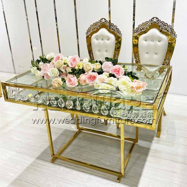 Glass Wedding Crystal Table Stainless Steel Frame