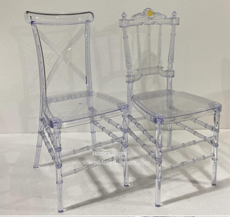 Cross back clear wedding event plastic chair