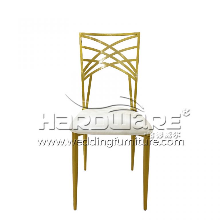 Modern Metal Banquet Chair Unique Carved Design Back