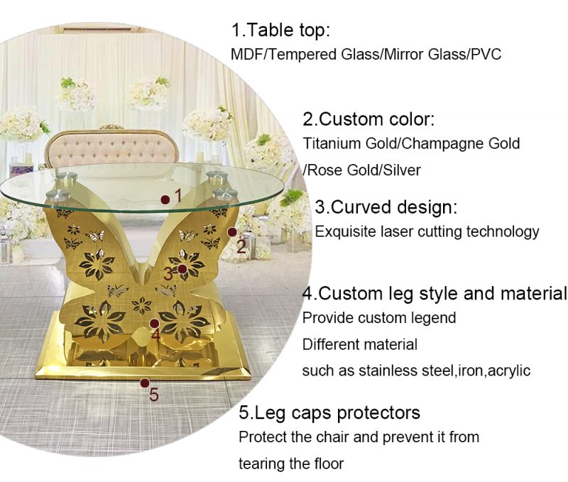 Table Butterfly Design Glass Wedding Couple Table