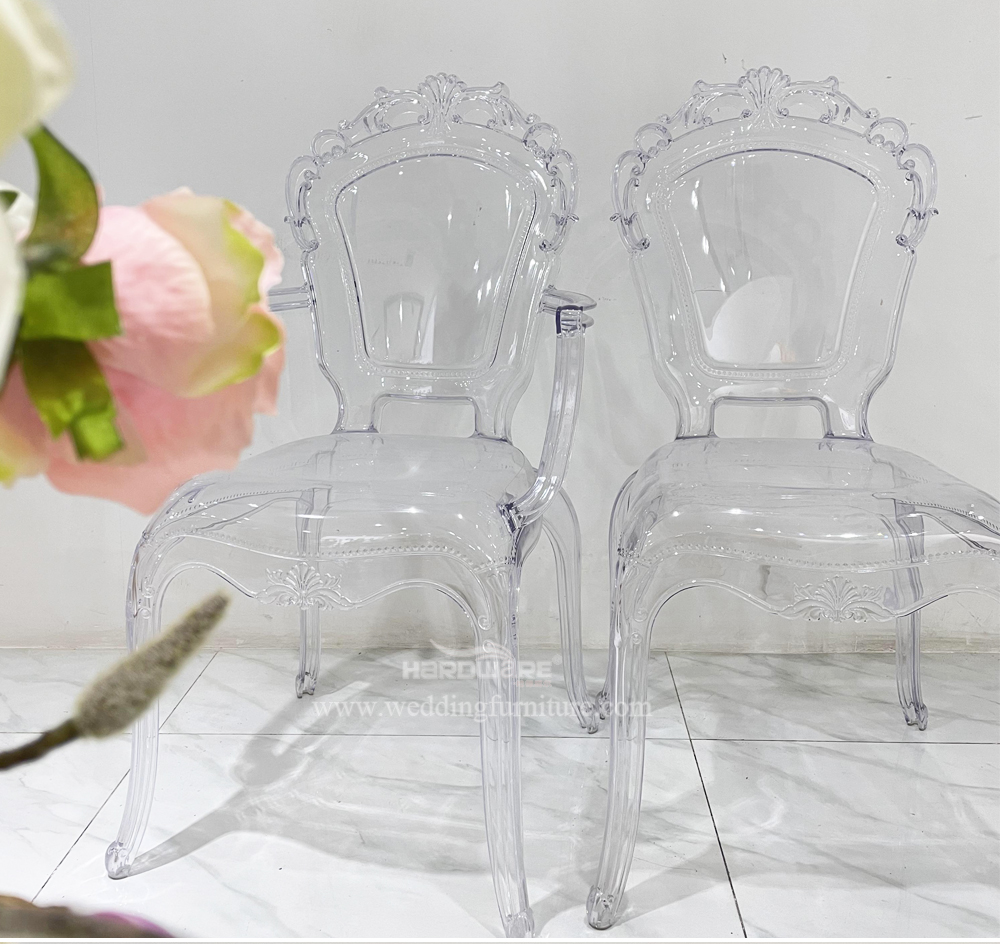 Armrest Crystal Wedding Clear Transparent Plastic Chair