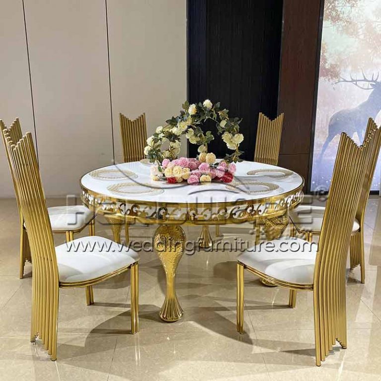 Gold Metal Wedding Chair High Back Royal Design