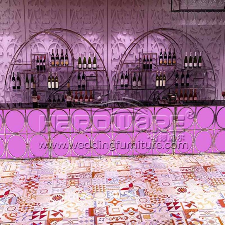 Circle Pattern PVC And Gold Stainless Steel Bar Counter