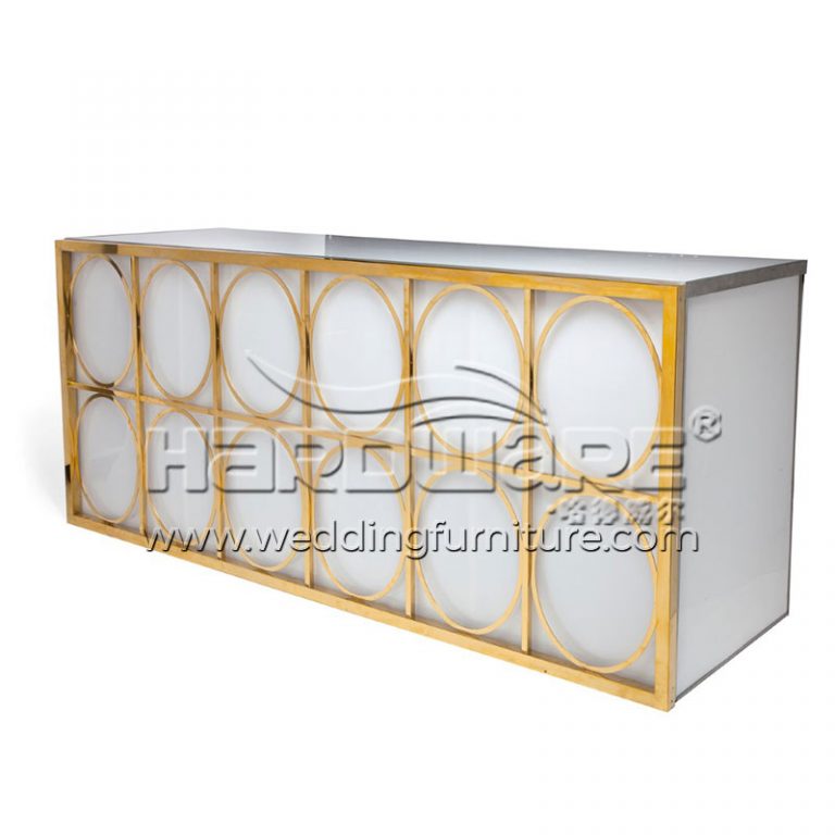 Circle Pattern PVC And Gold Stainless Steel Bar Counter