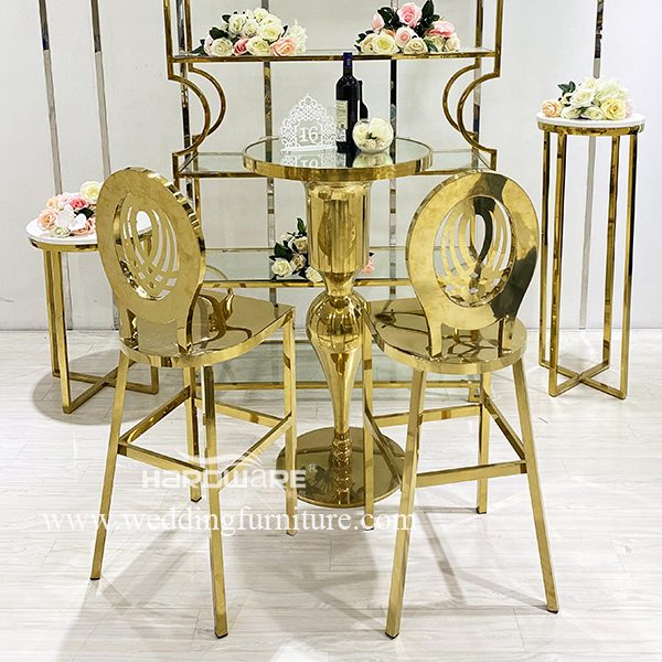 Modern gold steel metal bar modern stools Wedding furniture