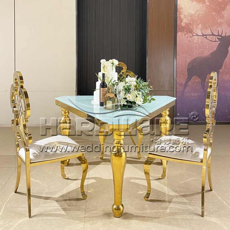Triangle Wedding Table with Glass Top Three Feet