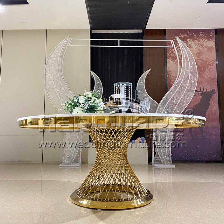 Bird Cage Base Table Rose Gold Stainless Steel