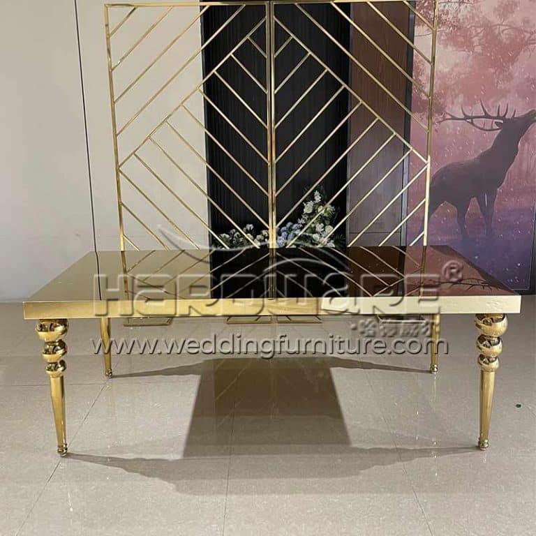 Wedding Event Table All Golden Metal Frame-Wedding Furniture