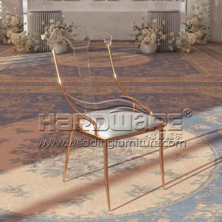 Acrylic Back Chair Rose Gold Stainless Steel Frame-