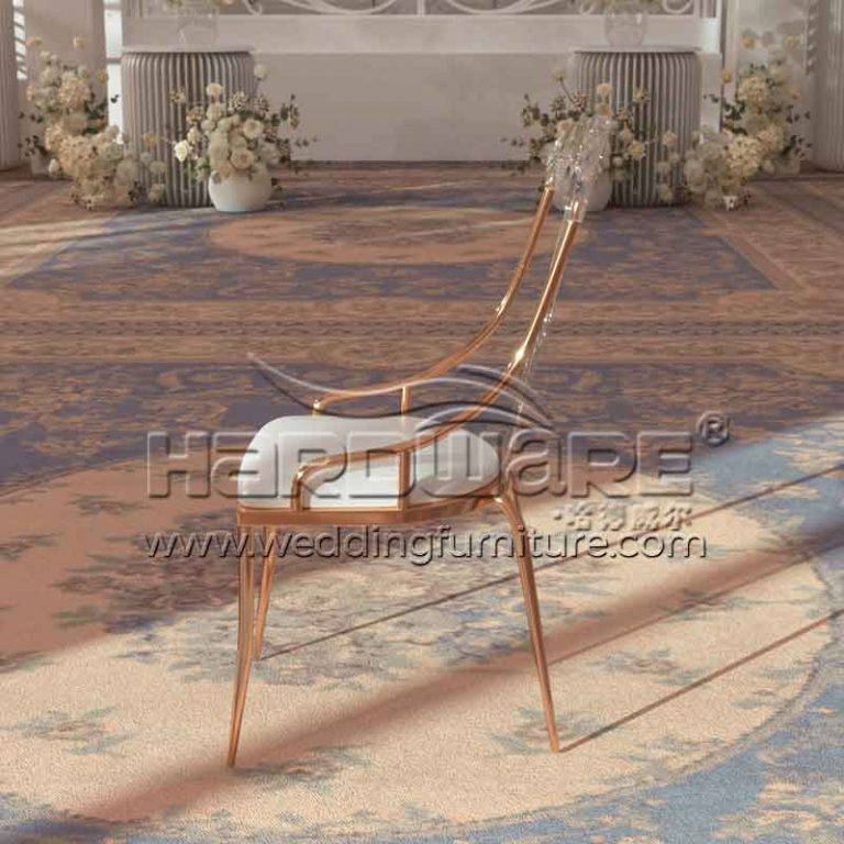 Acrylic Back Chair Rose Gold Stainless Steel Frame-