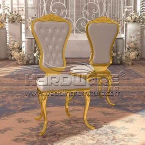 Luxury Leather Chair Shiny Gold Stainless Steel Frame