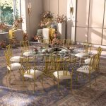 Round glass dining table for luxury wedding