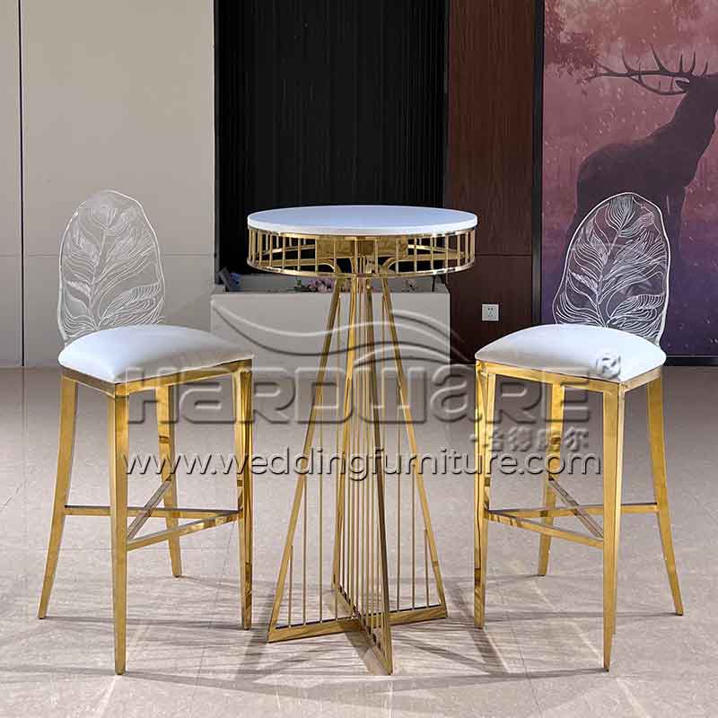 Gold cocktail table with white MDF top - Wedding Furniture