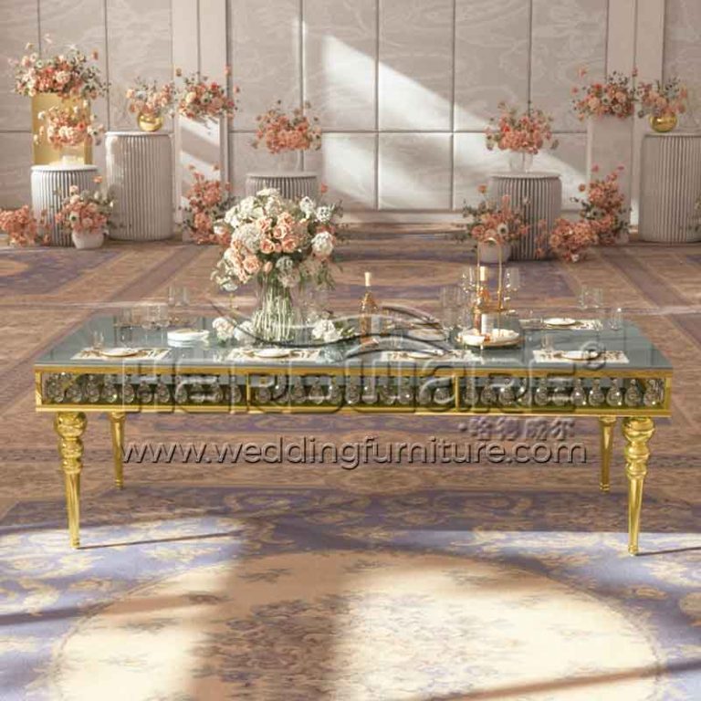 Crystal Rectangle Wedding Table For Event Catering