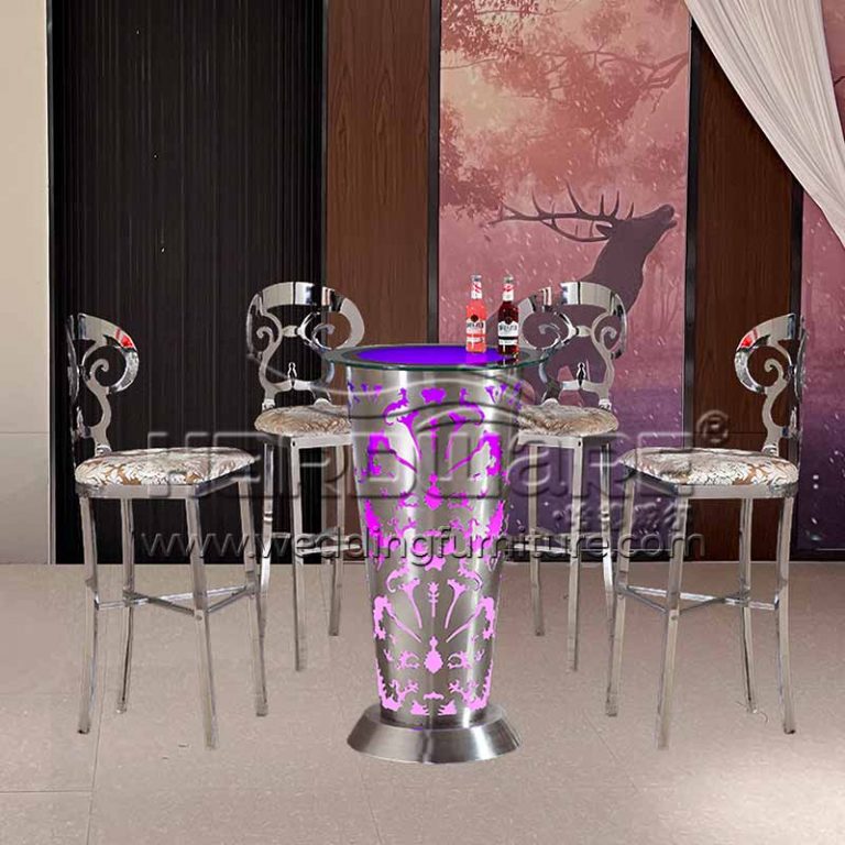 Bar Pub Table High Top With Remote Control LED Light