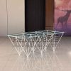 Glass Top Dinner Table Triangle Design Golden Base