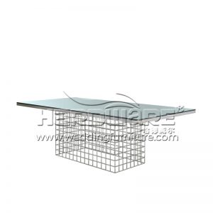 Gold Dining Table With Rectangle Mirror Glass Tabletop