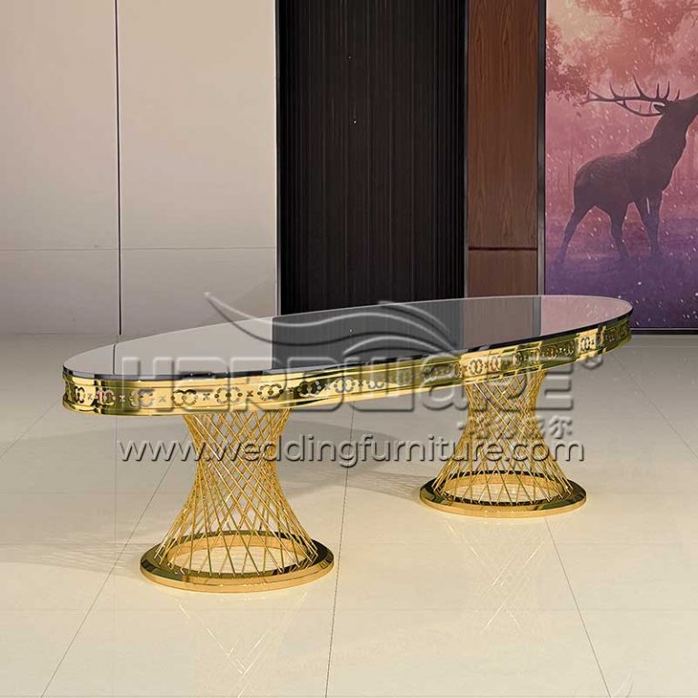 Catering Buffet Table Oval Mirror Glass Tabletop