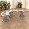Round Dining Table Set Nest Base In Silver