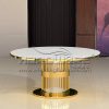 Contemporary Round Dining Table Gold Cylinder Steel Base