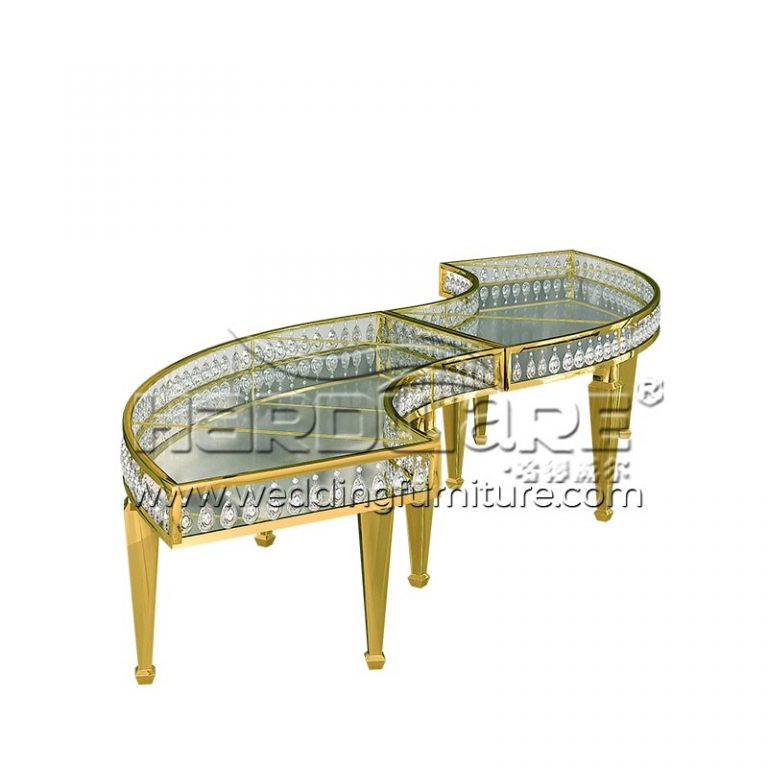 S Shaped Wedding Table With Crystal for Hotel Lobby