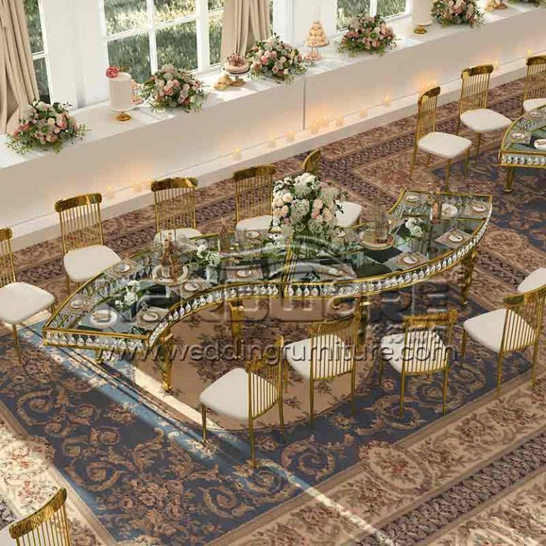 S Shaped Wedding Table With Crystal for Hotel Lobby
