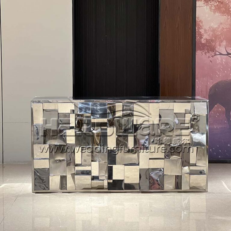 Bar Counter Unique Design Silver Stainless Steel Cabinet