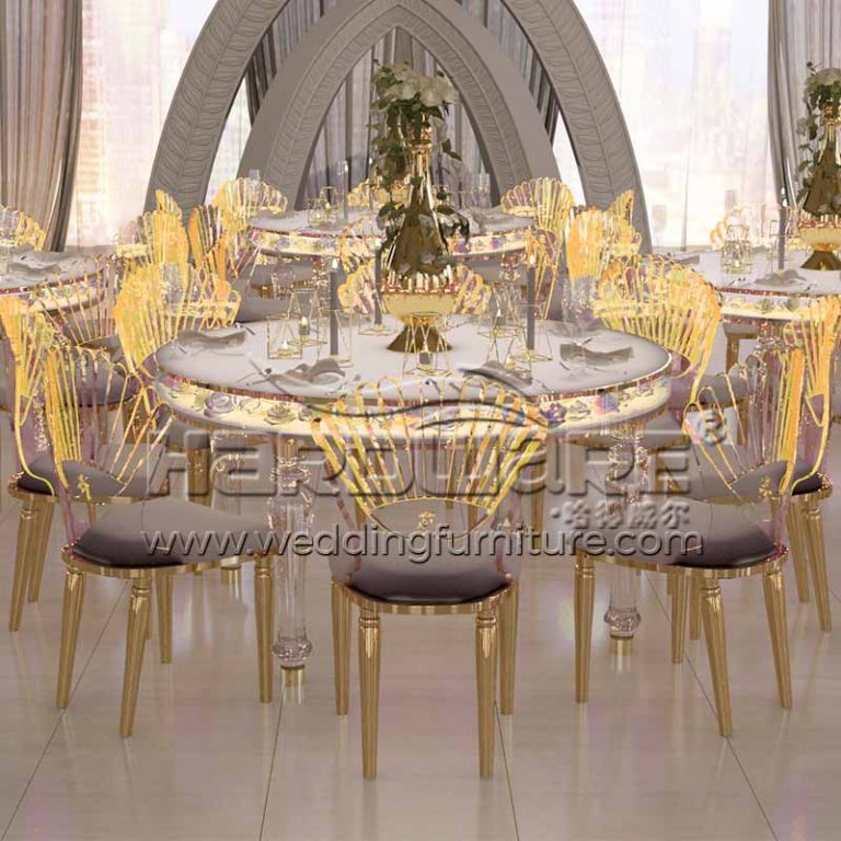 Round Acrylic Dining Table with Color LED Light