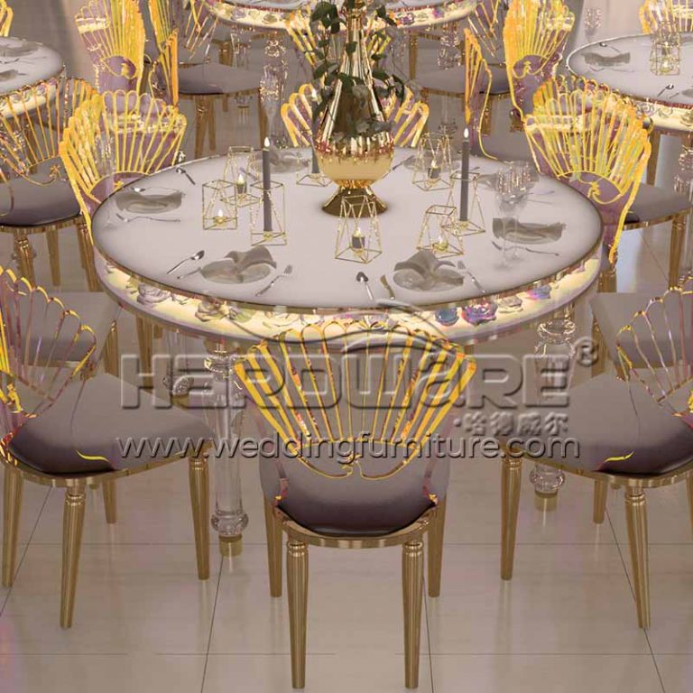 Round Acrylic Dining Table with Color LED Light