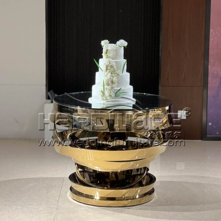 Round Cake Table Mirror Glass Top with Unique Design Base