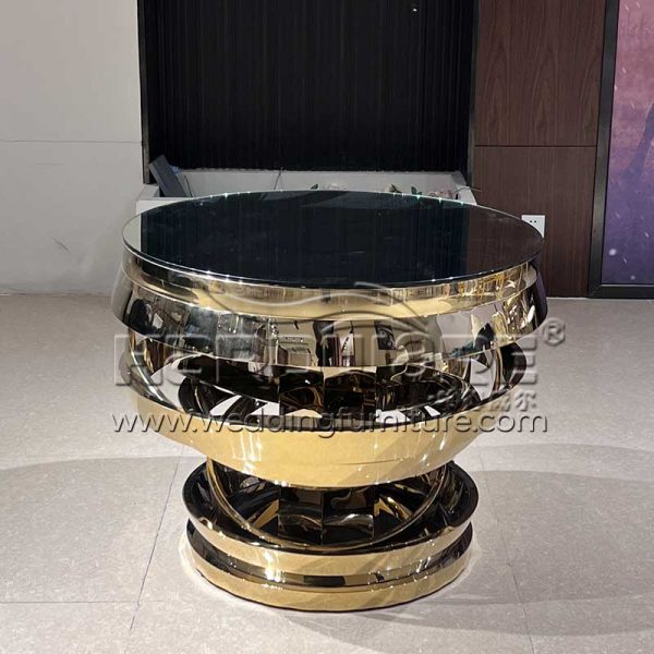 Round Cake Table Mirror Glass Top with Unique Design Base