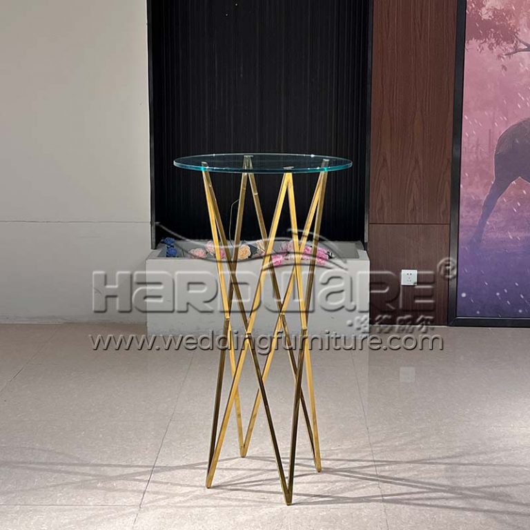 Glass Bar Table Luxury Stainless Steel Gold Cocktail Tables