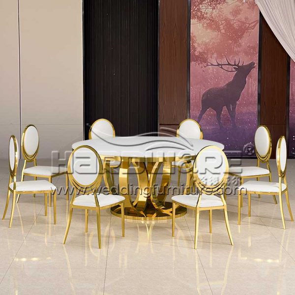 Dining Table for Wedding Four Circle Metal Base